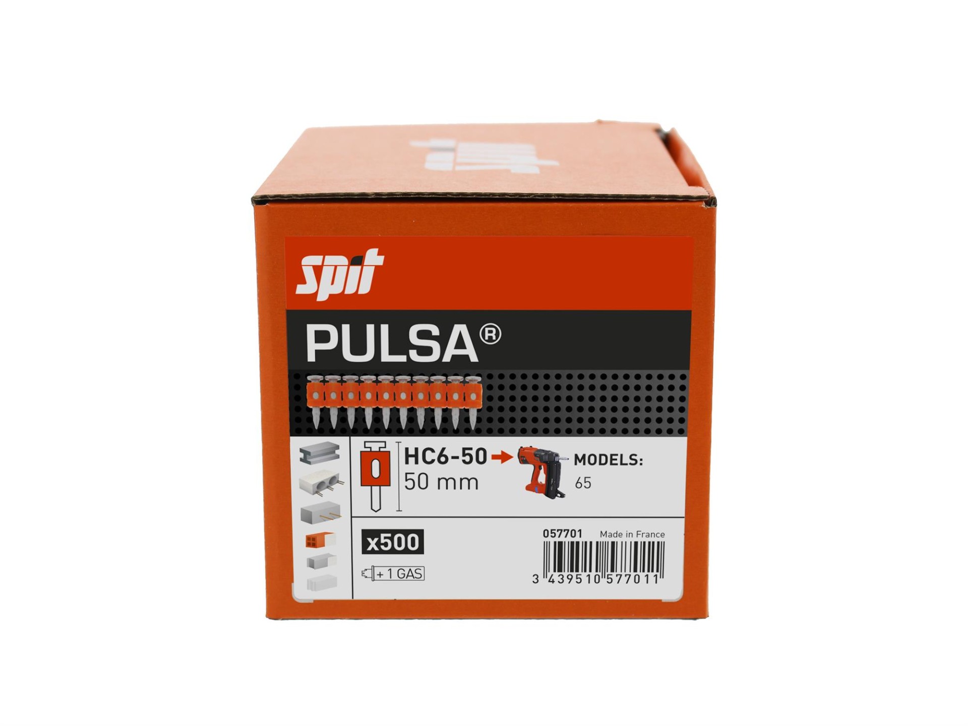 Spit Pulsa 65P HC6 - Flush Head Nail - Steel & Concrete - 500 per box ...